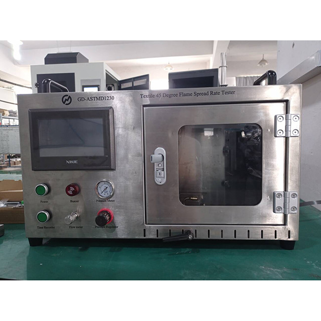 ASTM D1230 45도 인화성 시험기 섬유 직물 화염 시험 챔버